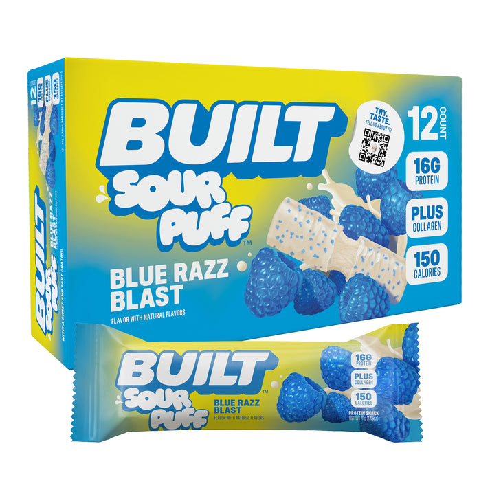BUILT Blue Razz Blast Sour Puff | 12 Ct. Box | BUILT
