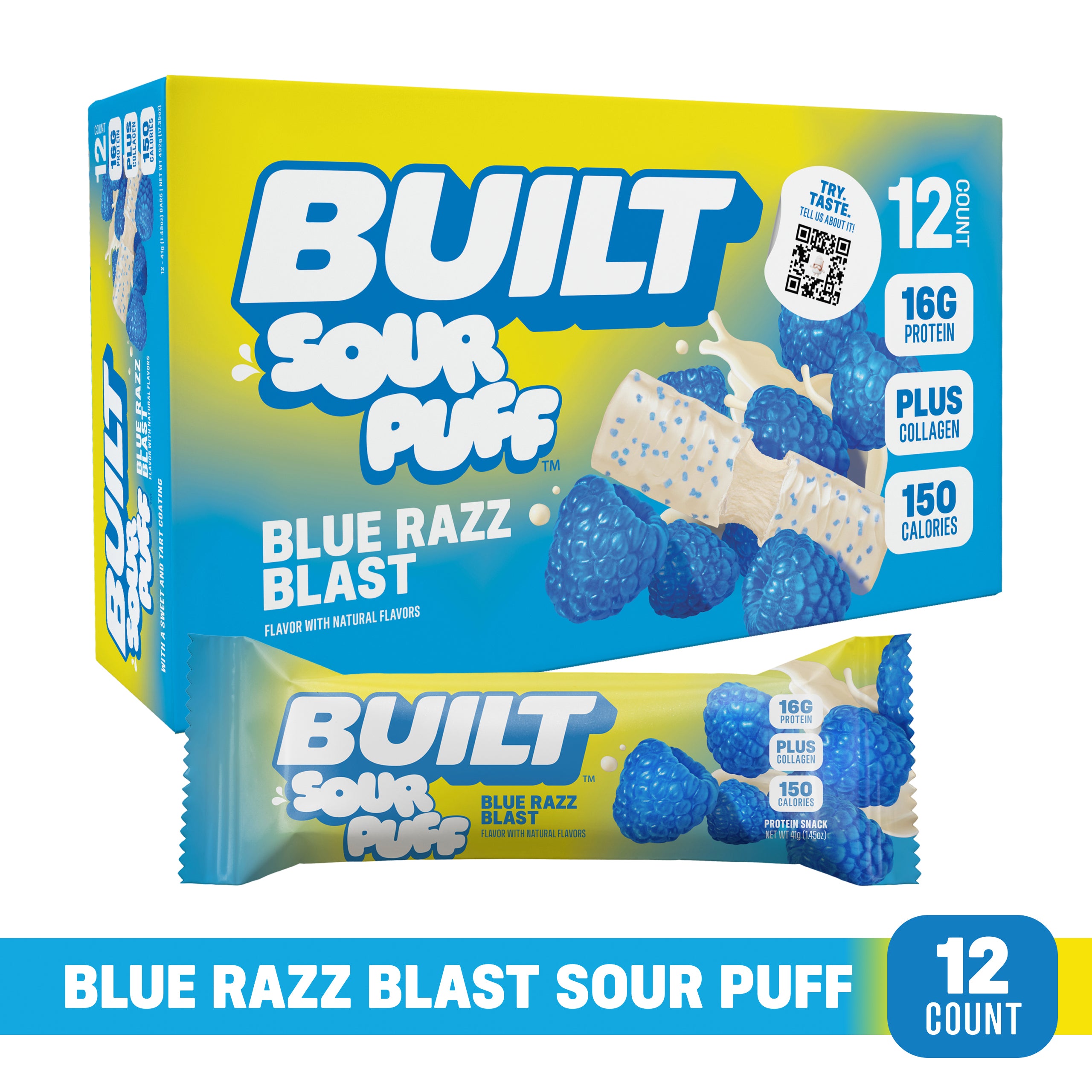 BUILT Blue Razz Blast Sour Puff | 12 Ct. Box | BUILT