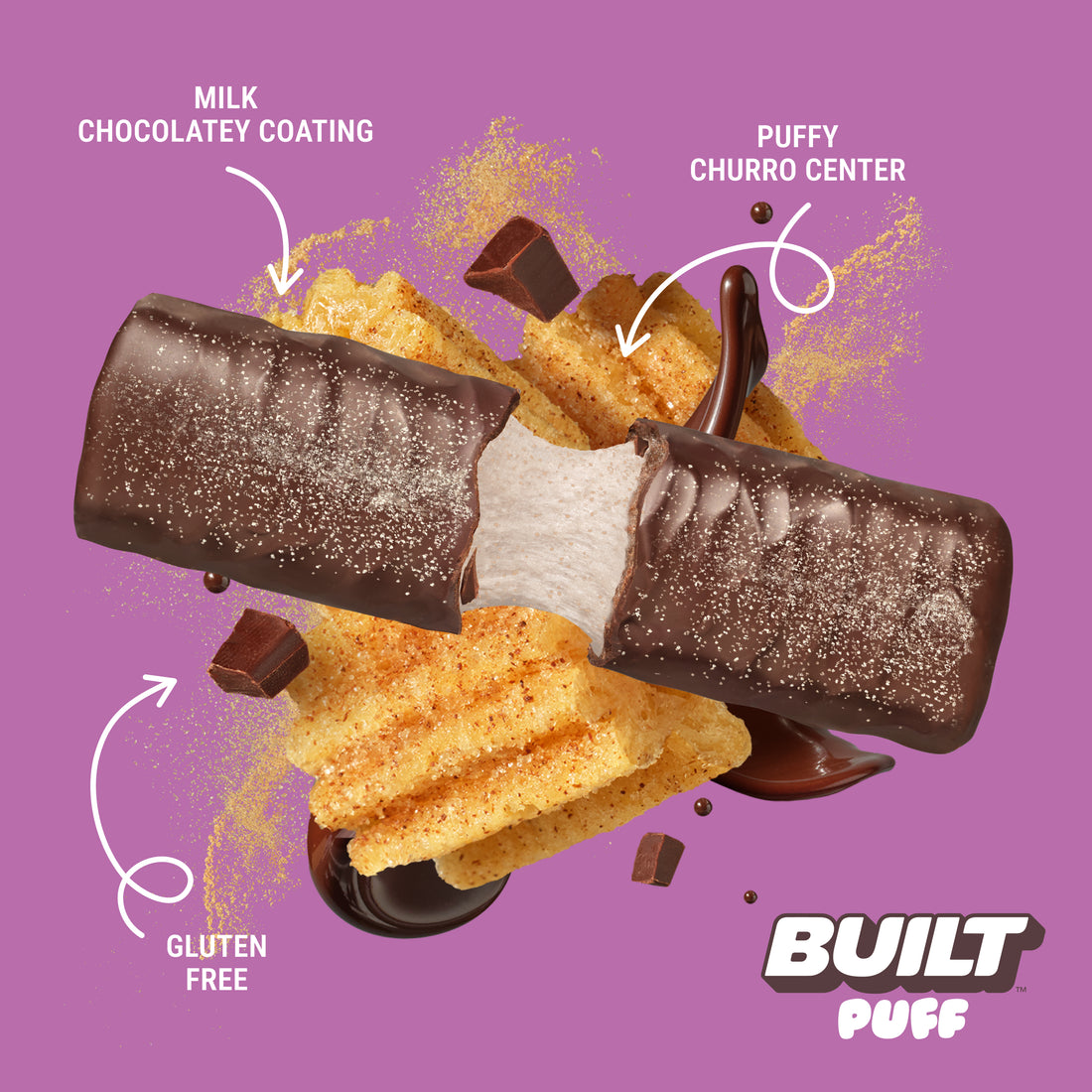 Churro Puffs 12 Ct. Box | Churro Protein Puffs | BUILT