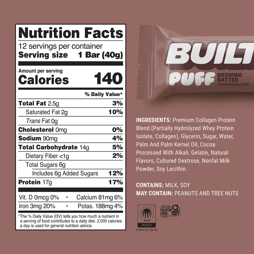 Brownie Batter Puff - 12. Ct Box | Protein Bar | BUILT