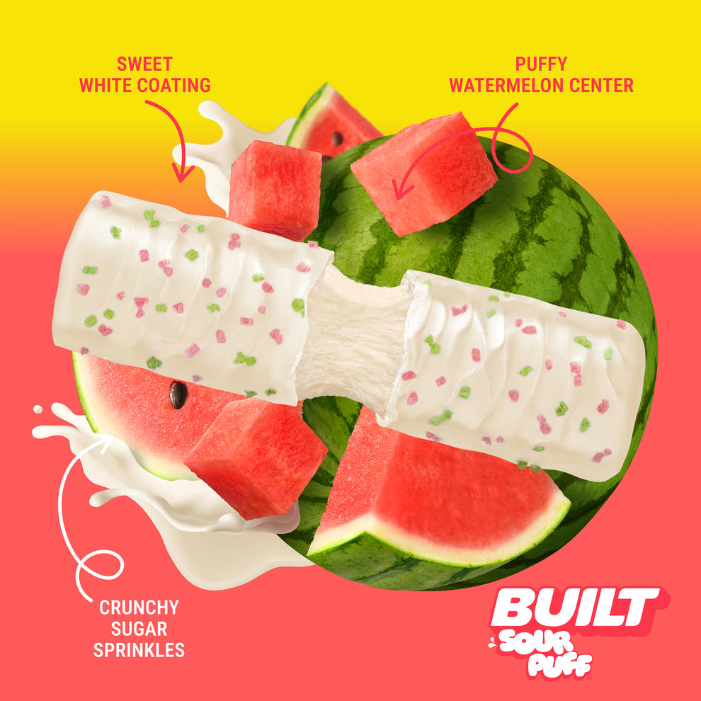 BUILT Watermelon Splash Sour Puff | 12 Ct. Box | BUILT