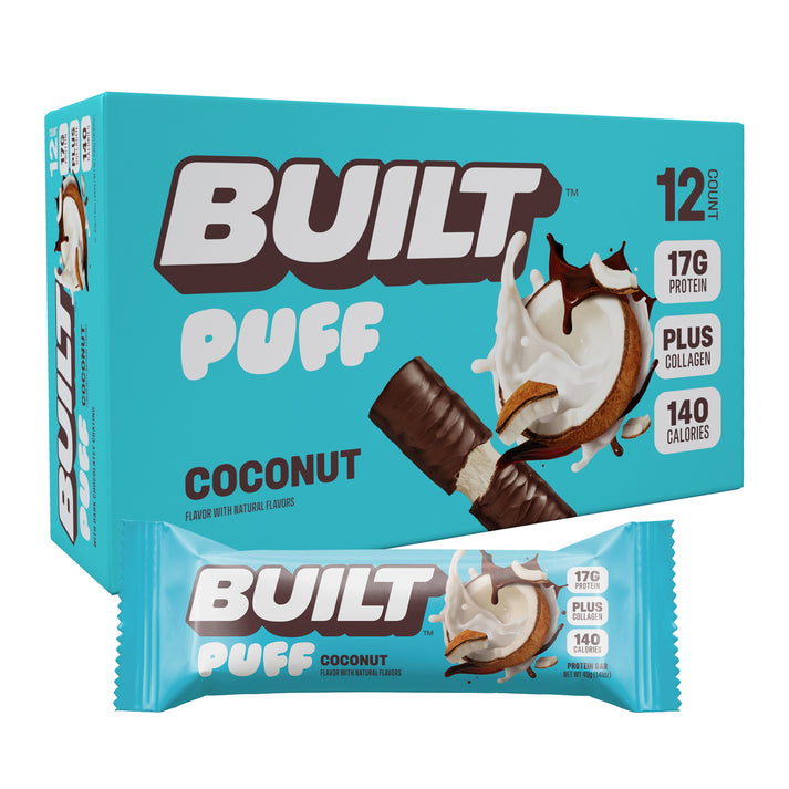BUILT Coconut Puffs 12 Ct. Box | Protein Puffs | BUILT