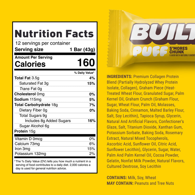 S'mores Chunk Puff - 12 Ct. | S'mores Protein Bar | BUILT